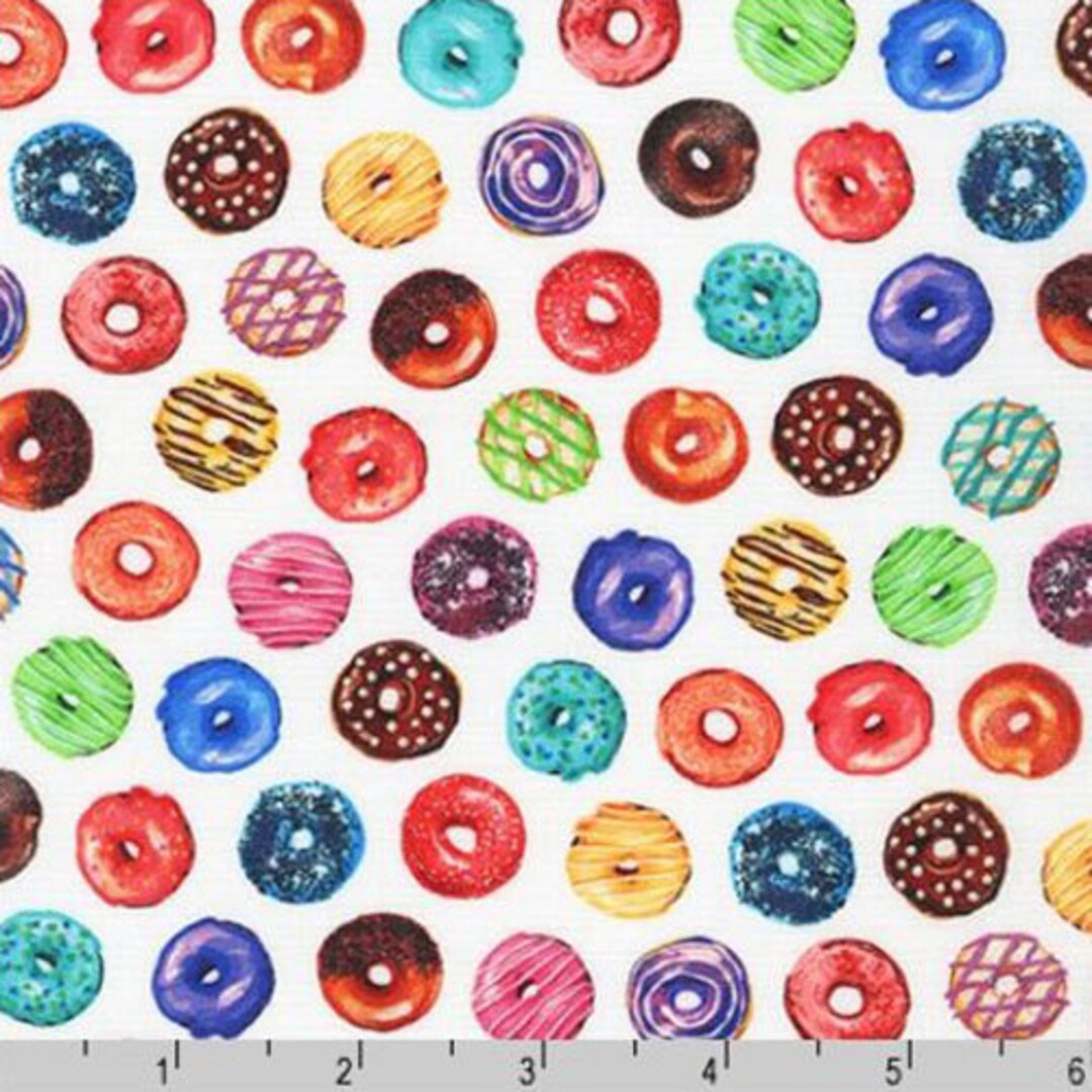 By Yard multi-colored Mini Donuts on White Background by Sweet Tooth by ...