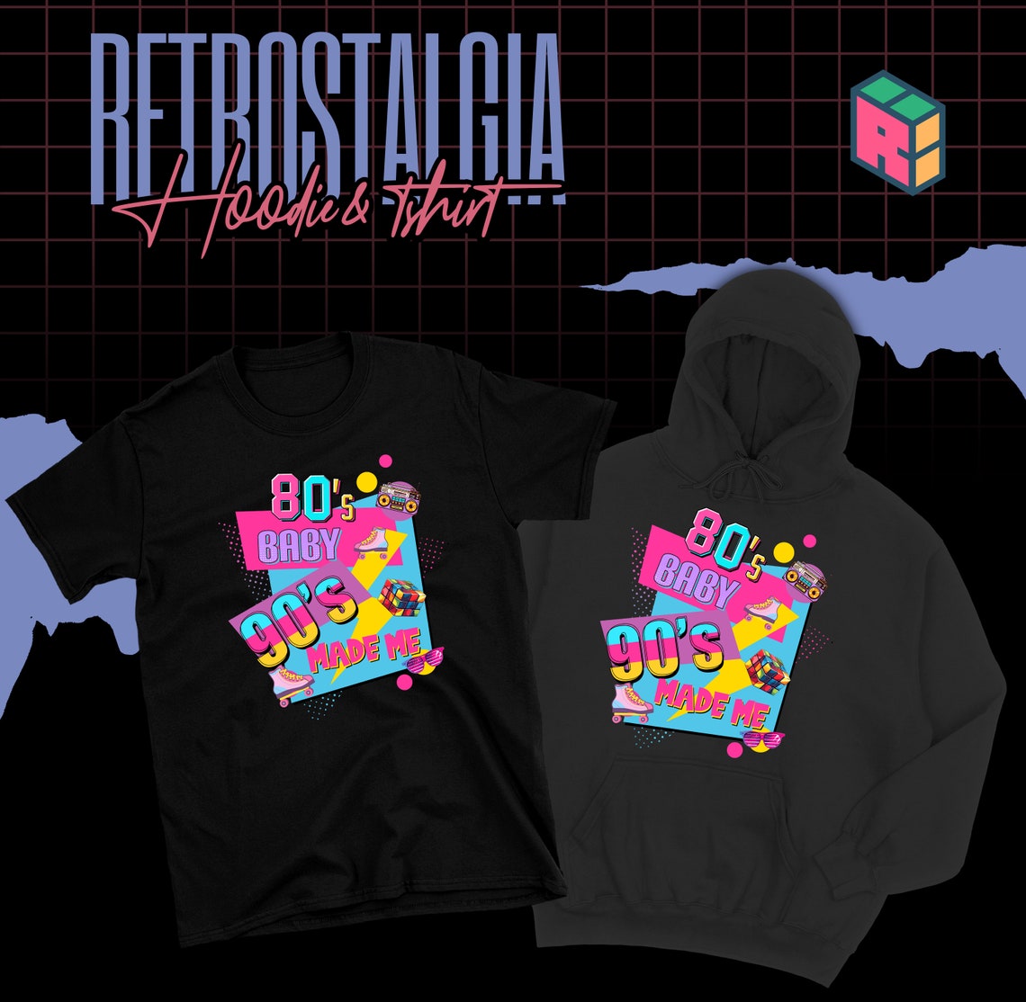 80's Baby 90's Made Me Retro Nostalgic Design Vibrant 80s and 90s Icons ...