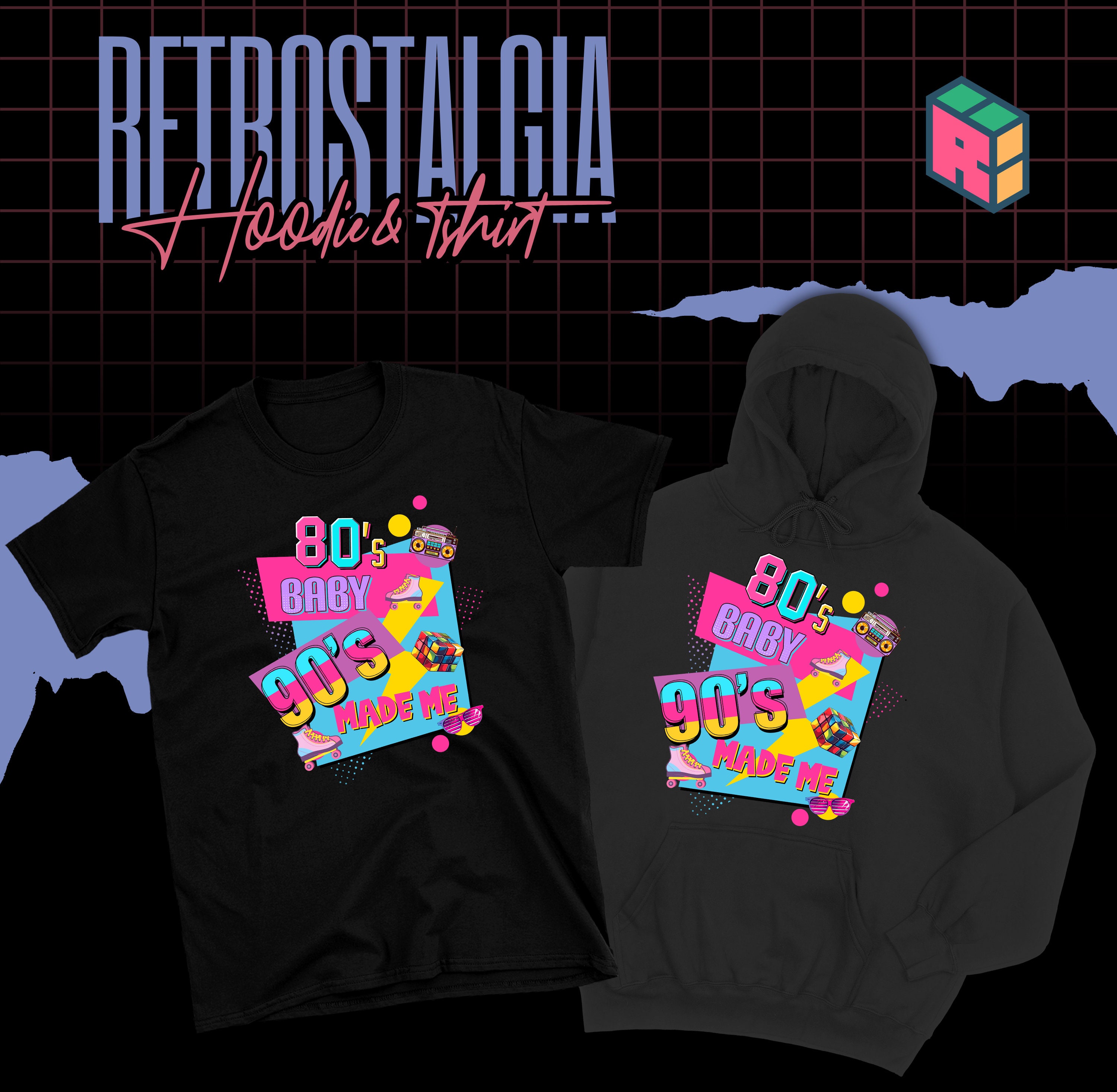 80's Baby 90's Made Me Retro Nostalgic Design Vibrant 80s and 90s Icons ...