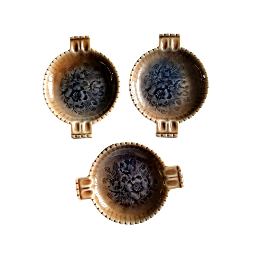 Vintage Wade England Porcelain Floral Mini Ash Trays Trinket Dishes Set ...