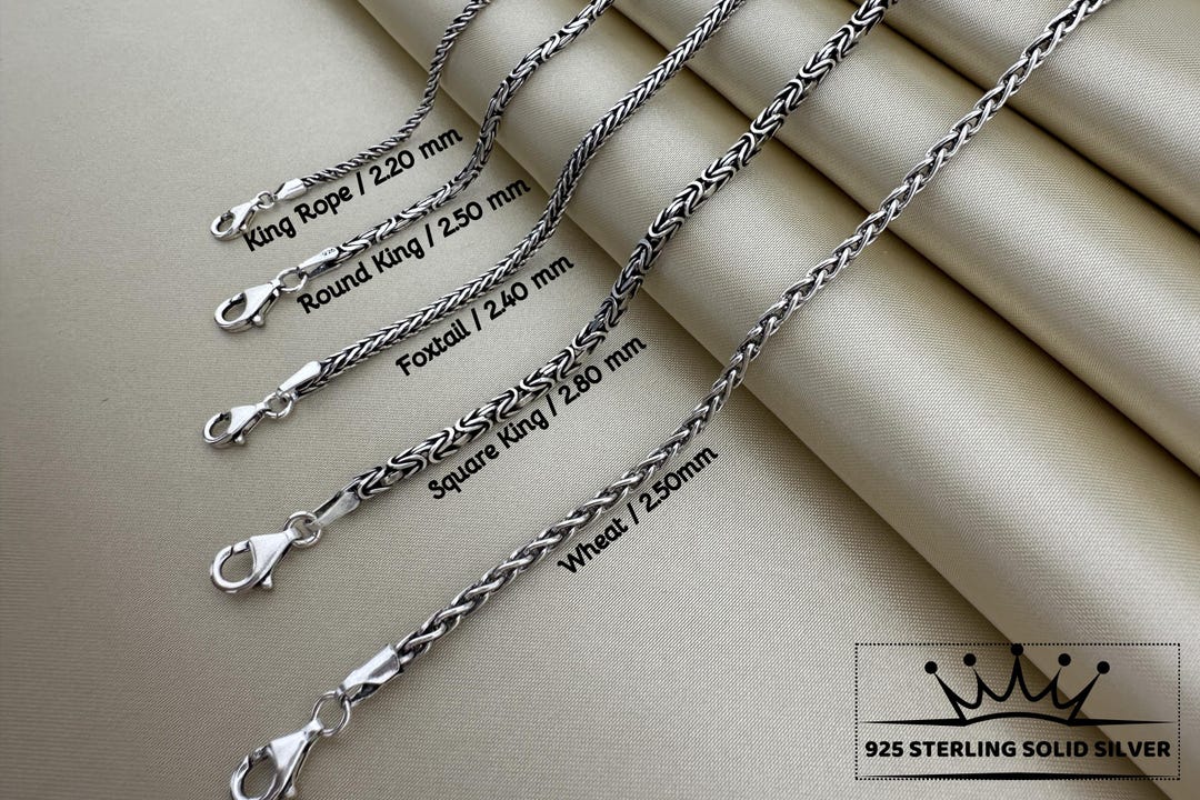 Handmade 925 Sterling Silver Chain: Foxtail, Wheat, King Rope - Etsy