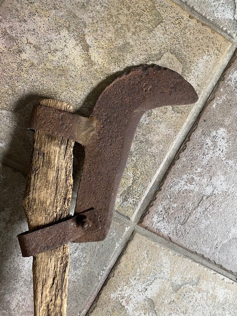 Antique Hand Forged Iron & Wood Scythe, Primitive Harvesting Farm Tool ...