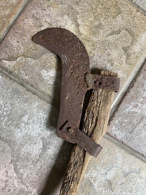 Antique Hand Forged Iron & Wood Scythe, Primitive Harvesting Farm Tool ...