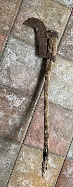 Antique Hand Forged Iron & Wood Scythe, Primitive Harvesting Farm Tool ...