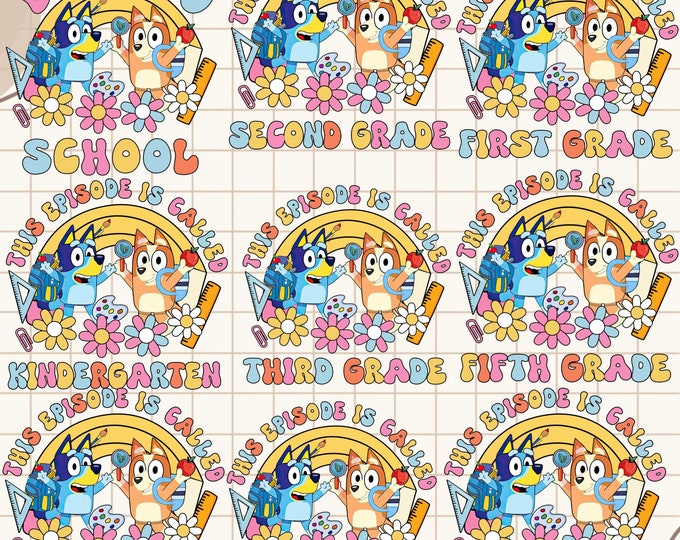 Back to School Bluey Png, Bluey I'm Ready for School Png, Bluey Bingo ...