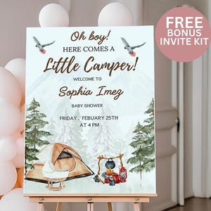 Camping Baby Shower Welcome Sign Template, Little Camper Baby Shower ...