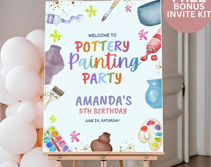 Art Party Welcome Sign, Door Sign, Paint Party, Digital File, Printable ...