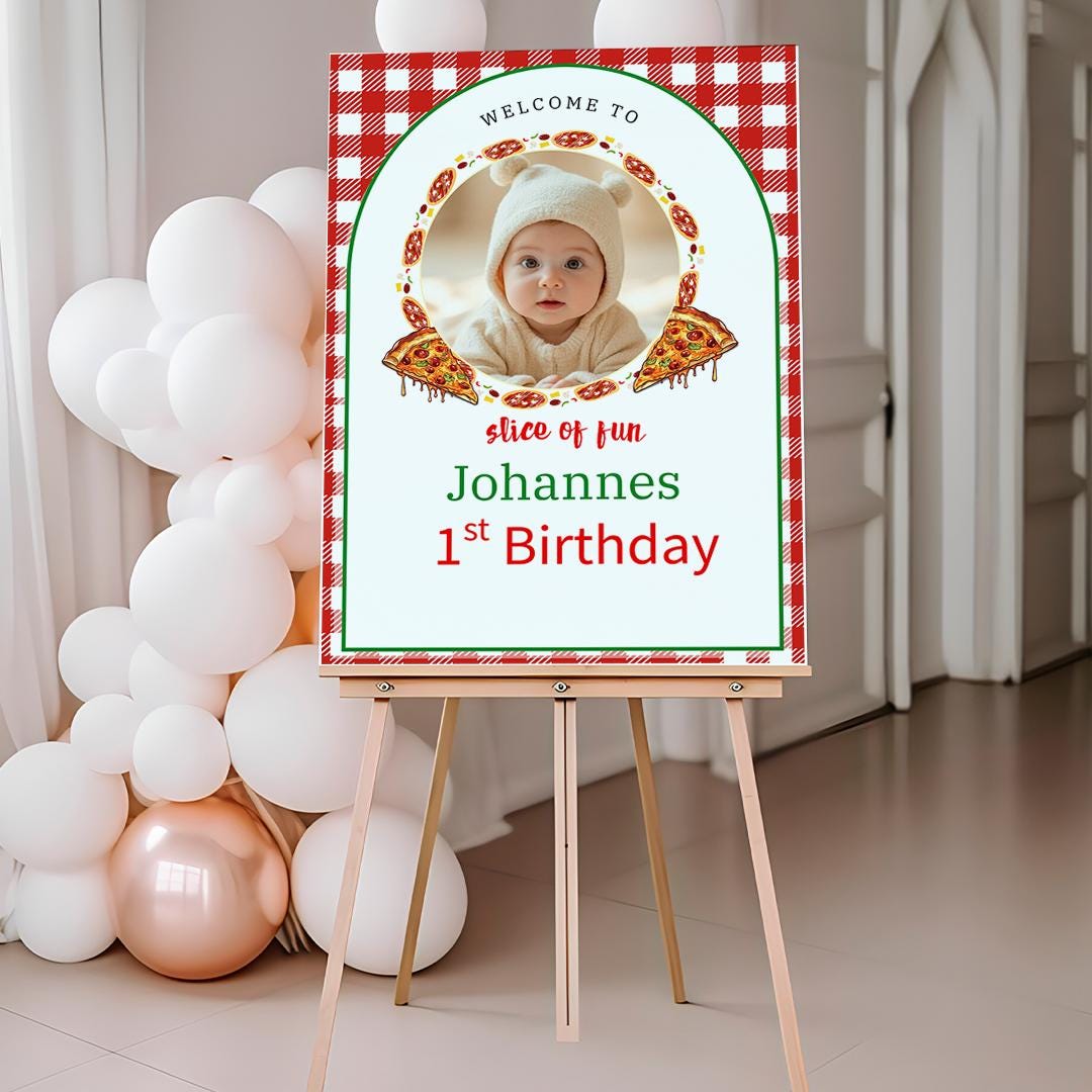Pizza Party Welcome Sign Photo Welcome Sign Editable Pizza Birthday ...