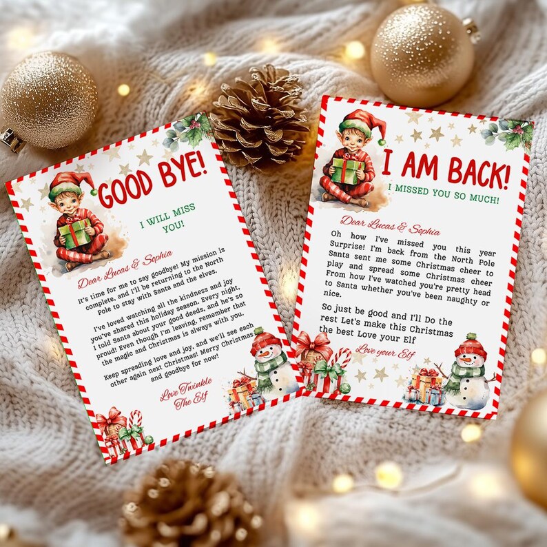 Elf Arrival Letter and Departure Letter Printable, Hello and Goodbye ...