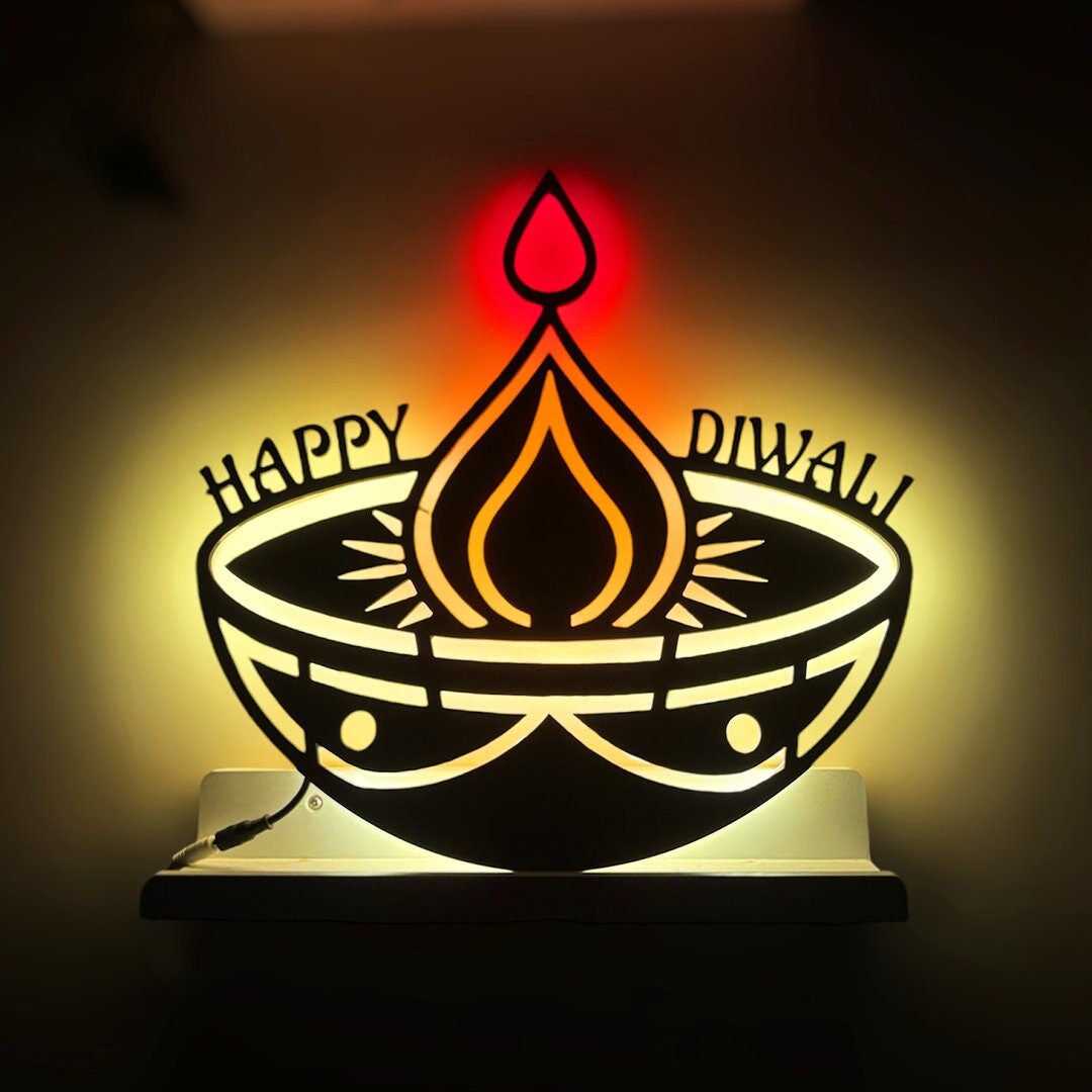 Happy Diwali Diya Led Sign, Diwali Diya Led Sign, Diya for Diwali ...