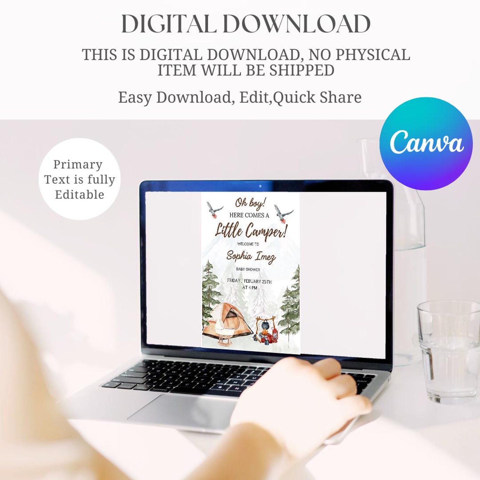 Camping Baby Shower Welcome Sign Template, Little Camper Baby Shower ...