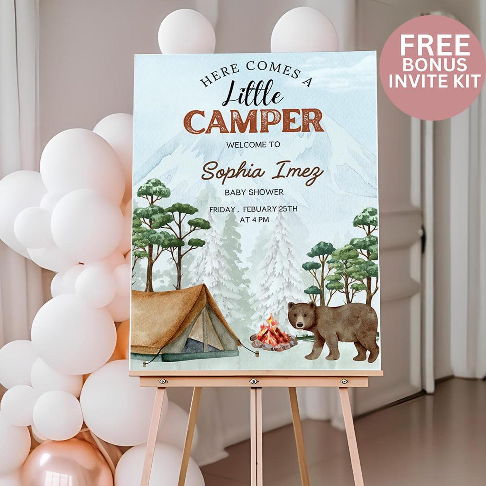 A Little Camper Baby Shower Welcome Sign Template, Camping Baby Shower ...