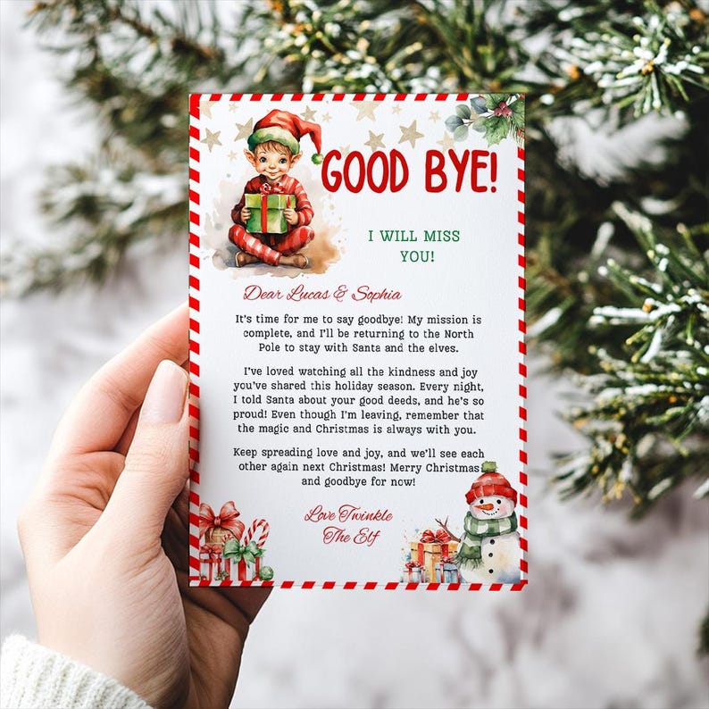 Elf Arrival Letter and Departure Letter Printable, Hello and Goodbye ...