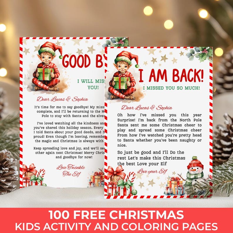 Elf Arrival Letter and Departure Letter Printable, Hello and Goodbye ...