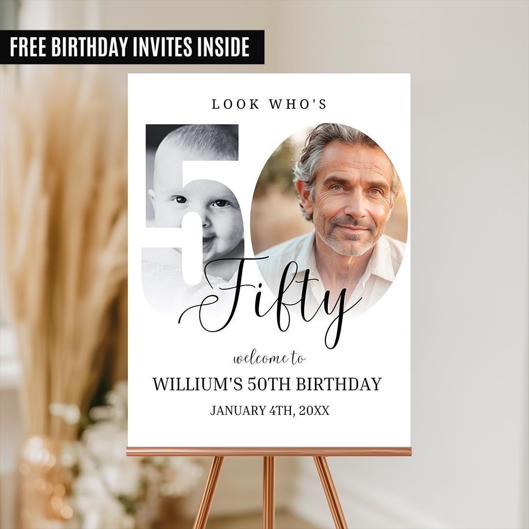 EDITABLE 50th Birthday Welcome Sign Look Who's 50 Welcome Poster ...