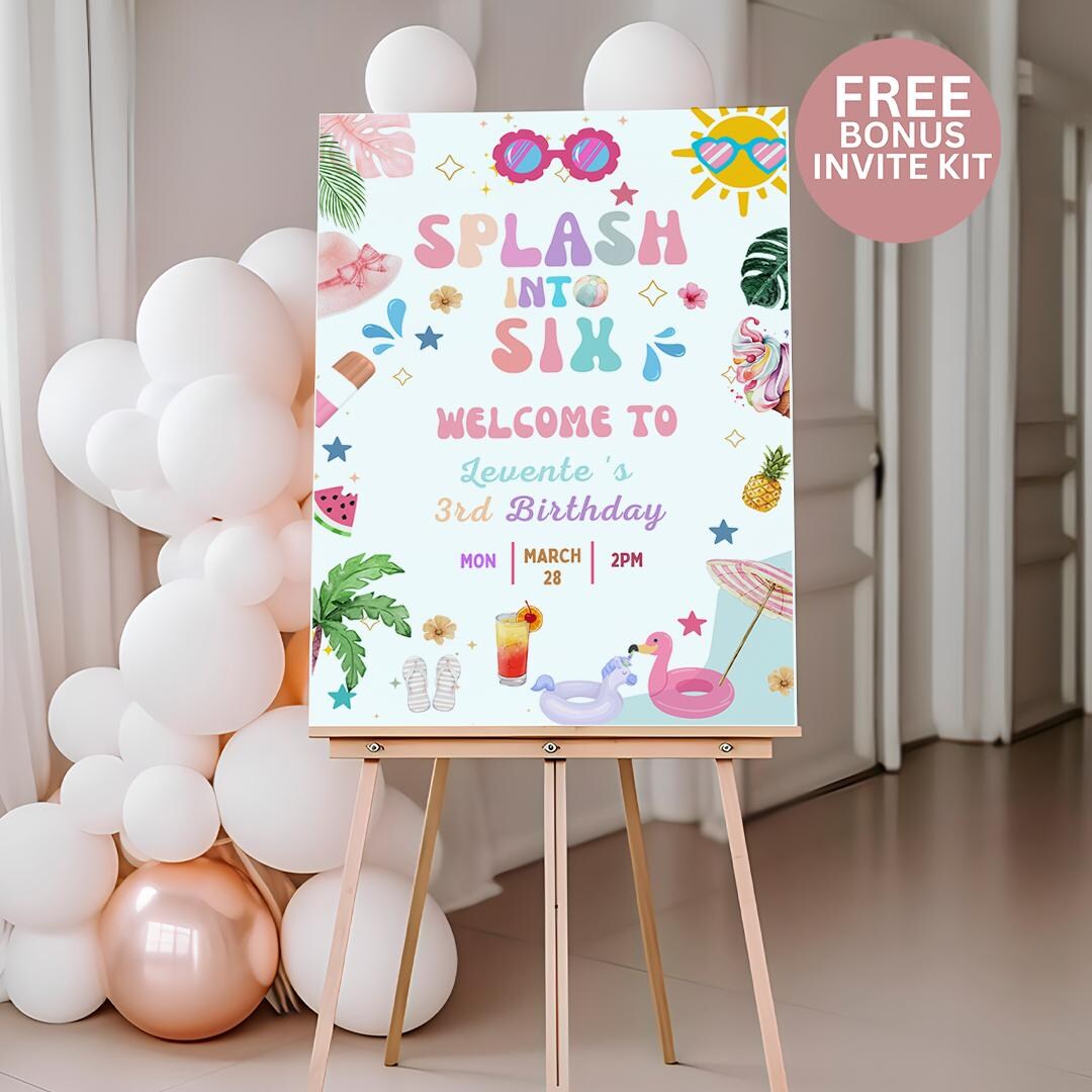 Splish Splash Birthday Welcome Sign Pool Party Birthday Party Décor ...