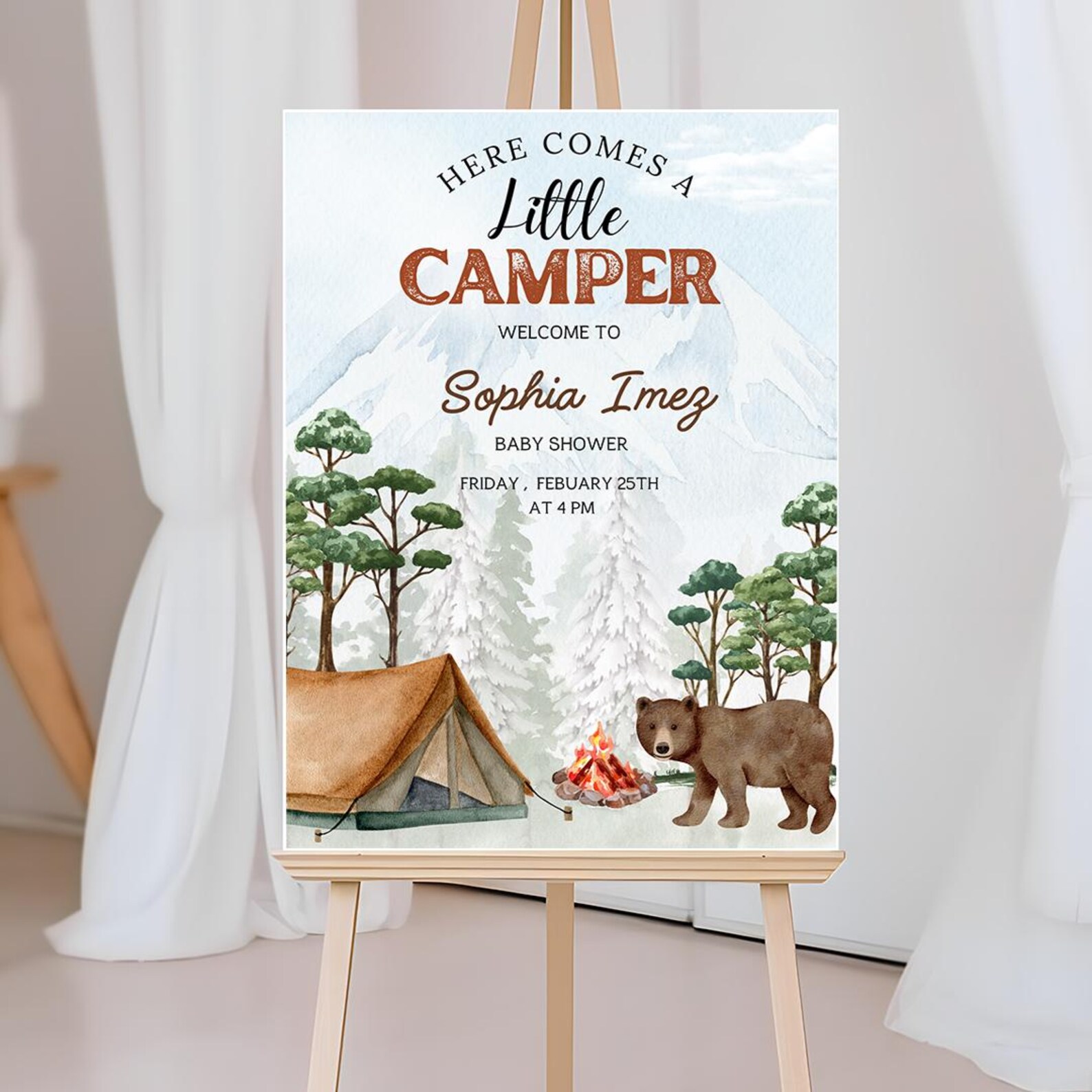 A Little Camper Baby Shower Welcome Sign Template, Camping Baby Shower ...