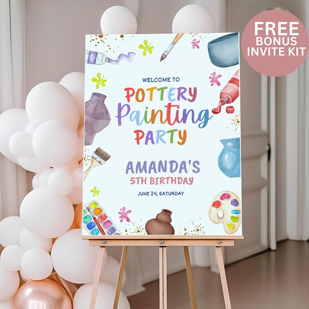 Art Party Birthday Poster, Welcome Sign Door Sign, Painting Printable ...