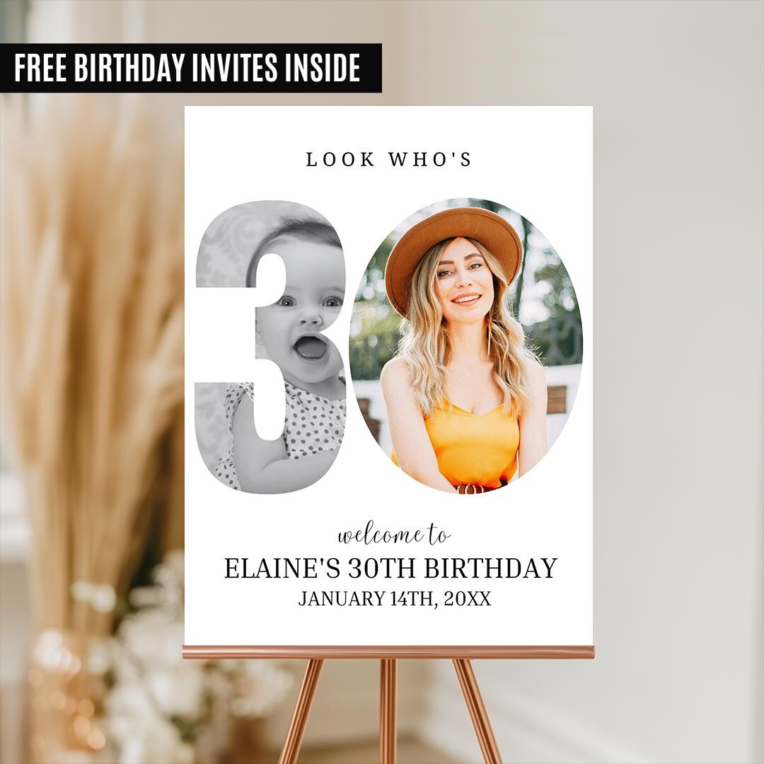 30th Birthday Party Welcome Sign Template, Birthday Welcome Sign Photo ...