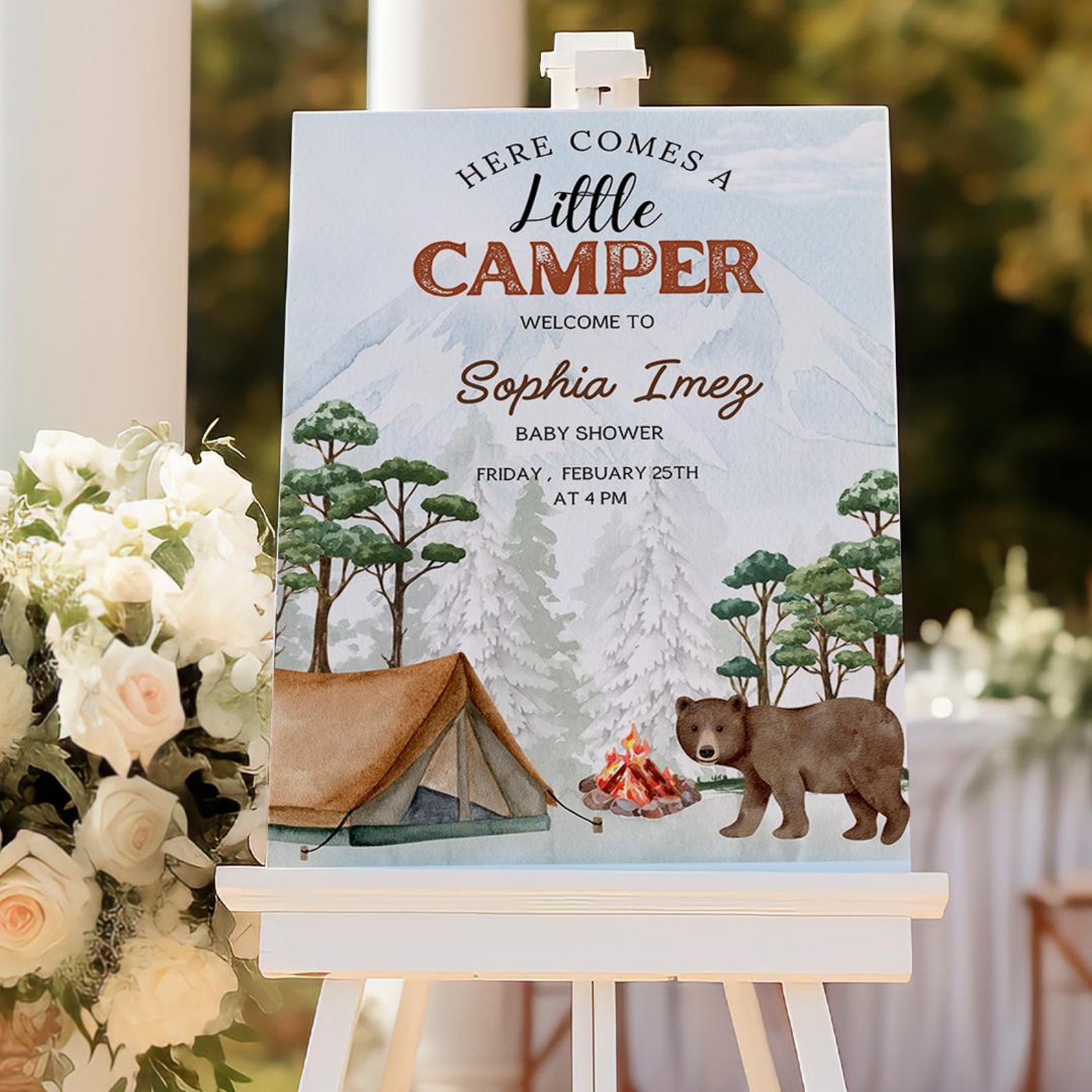 A Little Camper Baby Shower Welcome Sign Template, Camping Baby Shower ...