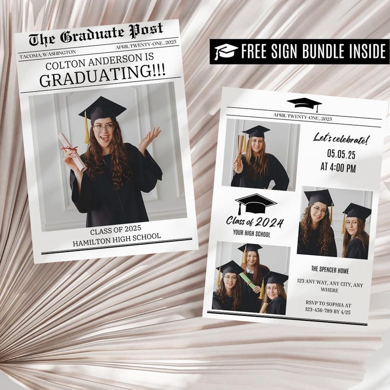 Newspaper Graduation Party Invitation Template, Newspaper Graduation ...