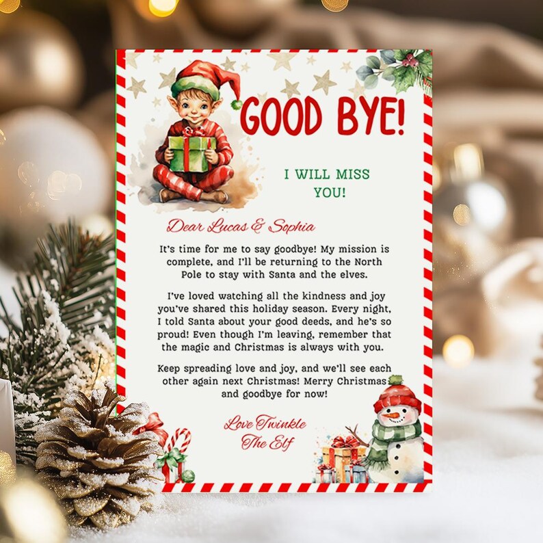 Elf Arrival Letter and Departure Letter Printable, Hello and Goodbye ...