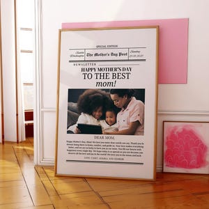 Mothers Day Newspaper Template, Personalized Mum Gift, Mom Mother ...
