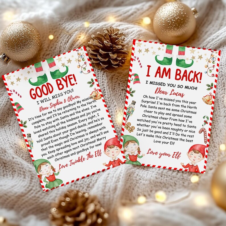 Editable Elf Arrival and Goodbye Letter Set, Elf I M Back Christmas Elf ...