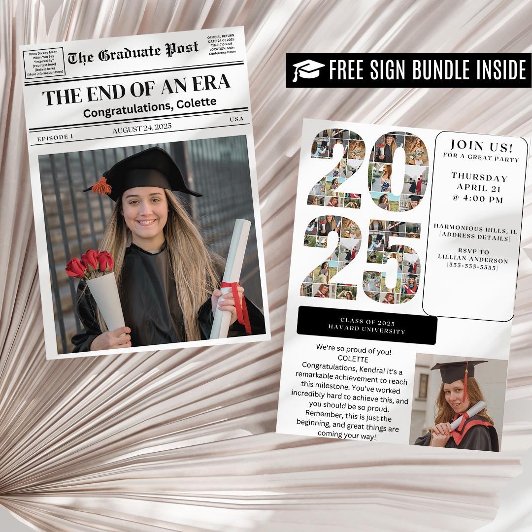 Graduation Newspaper Poster Invitation Template Newspaper Graduation ...