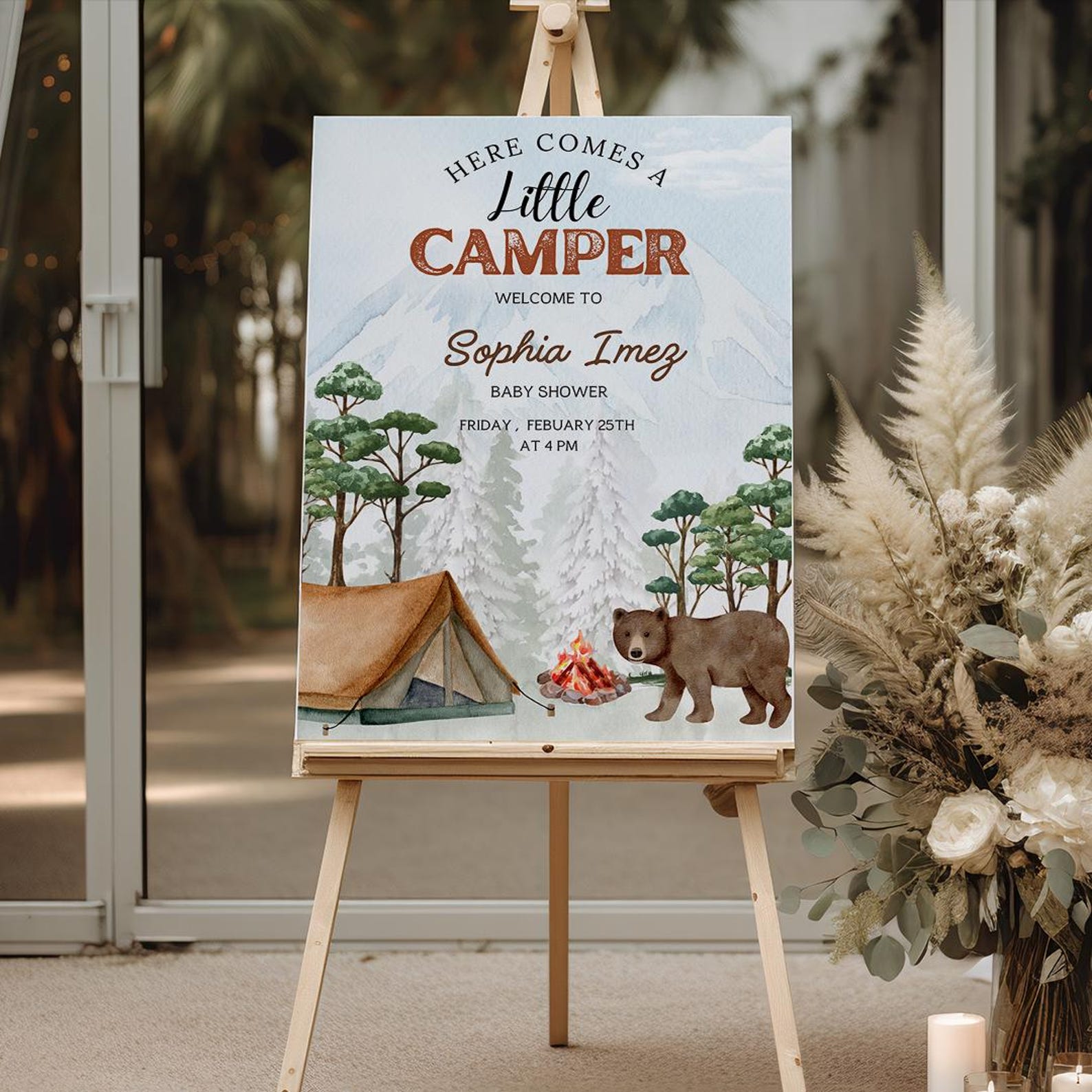 A Little Camper Baby Shower Welcome Sign Template, Camping Baby Shower ...