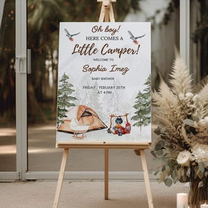 Camping Baby Shower Welcome Sign Template, Little Camper Baby Shower ...
