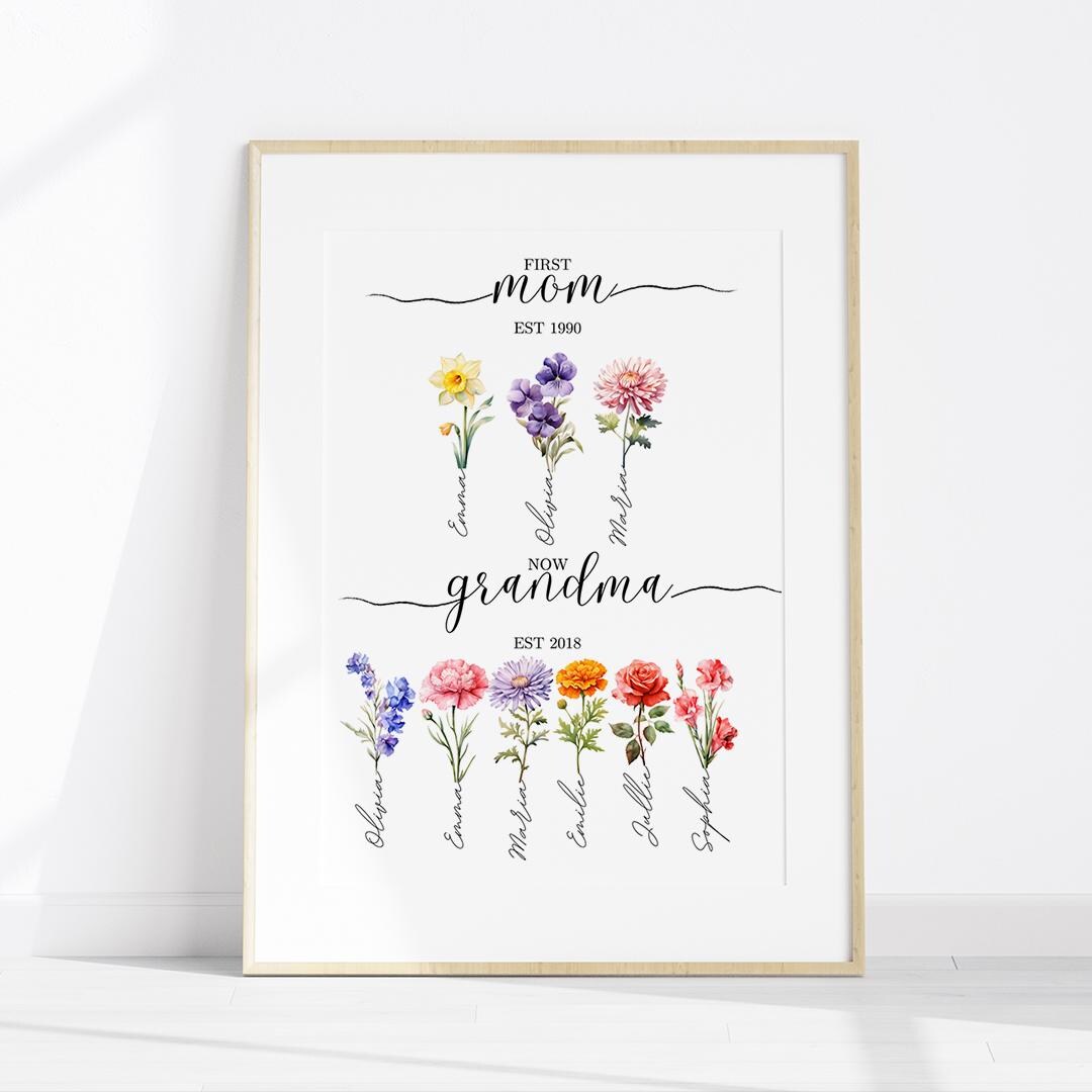 Grandma's Garden Birth Flower, First Mom Now Grandma Mother's Day Gift ...