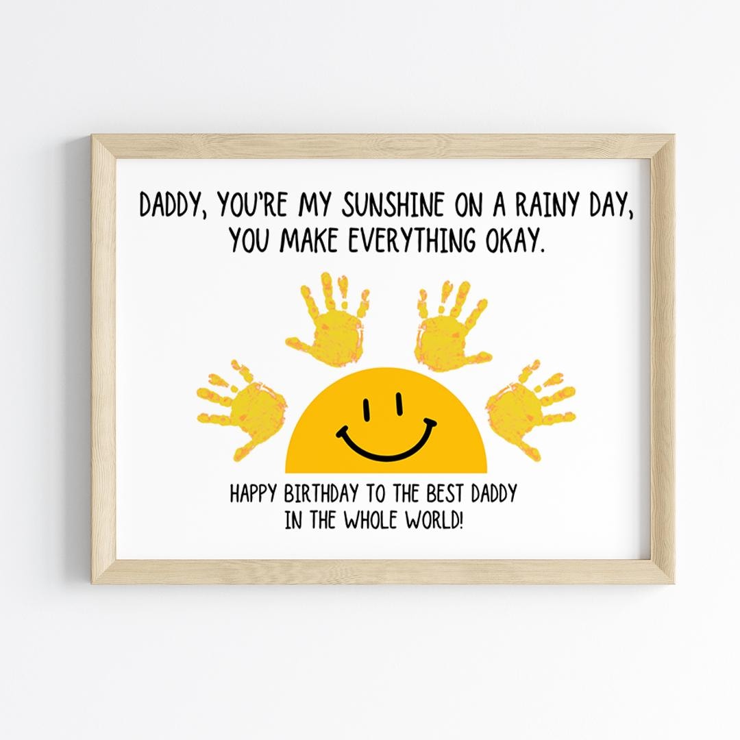 Dad Birthday Handprint Craft, Grandpa Birthday Handprint Printable, Dad ...