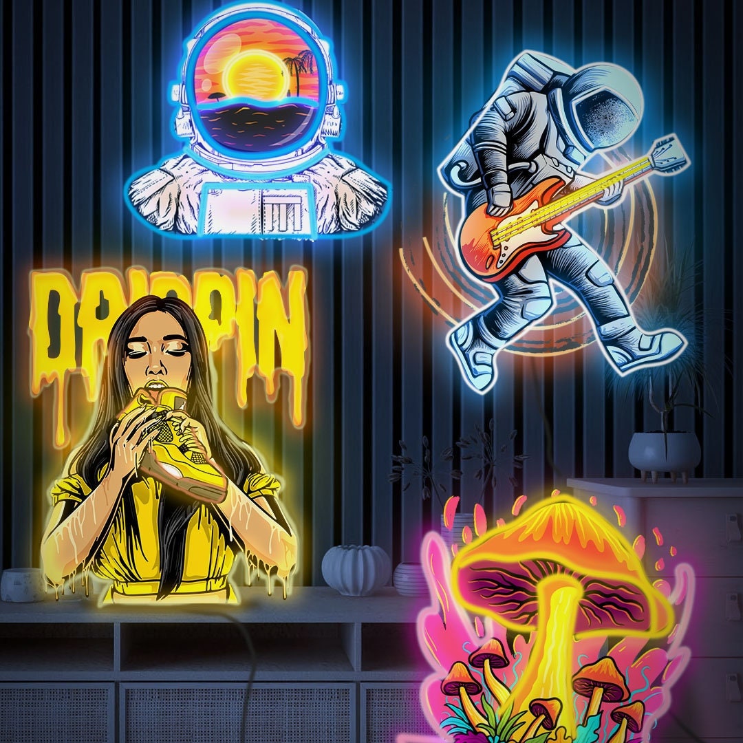 Custom Uv Print Neon Sign Neon Sign Logo Acrylic Neon Sign Board Custom Gamertag Sign Wall