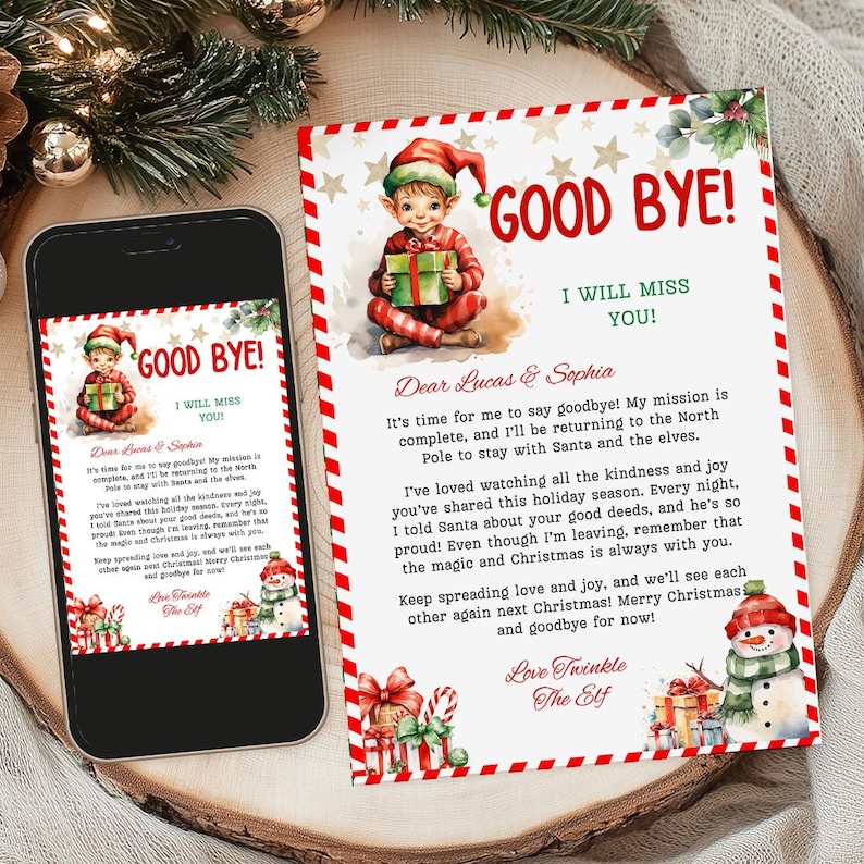 Elf Arrival Letter and Departure Letter Printable, Hello and Goodbye ...