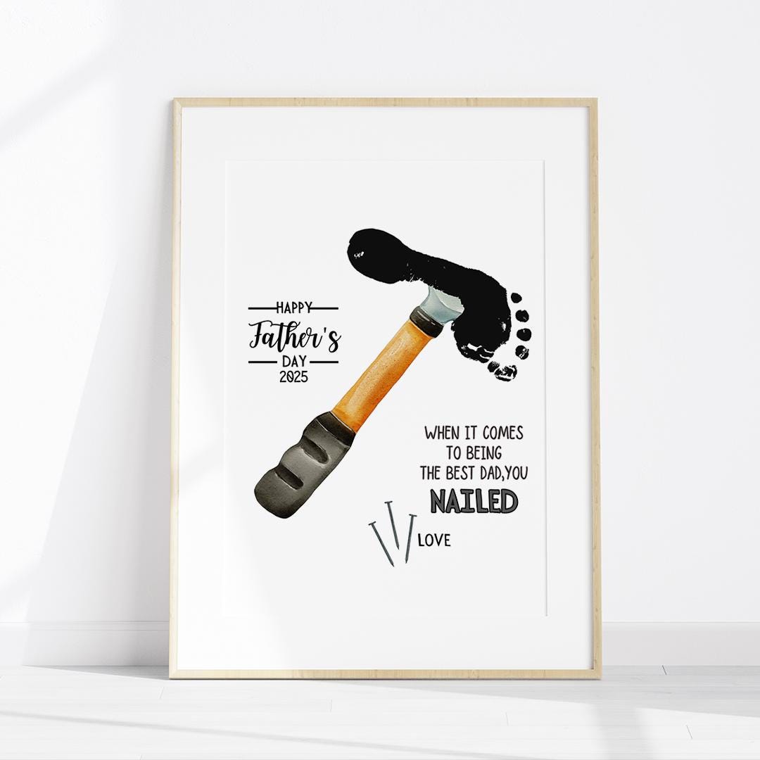 Footprint Handprint Art Fathers Day Card, Father's Day Handprint Craft ...