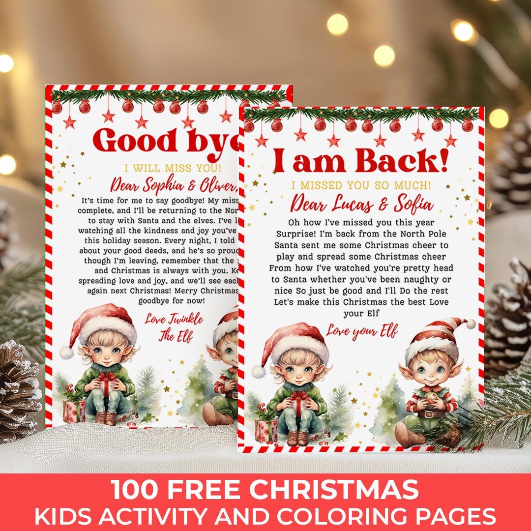 Elf Arrival Letter Goodbye Elf Letter Kit I'm Back Note Elf Farewell ...
