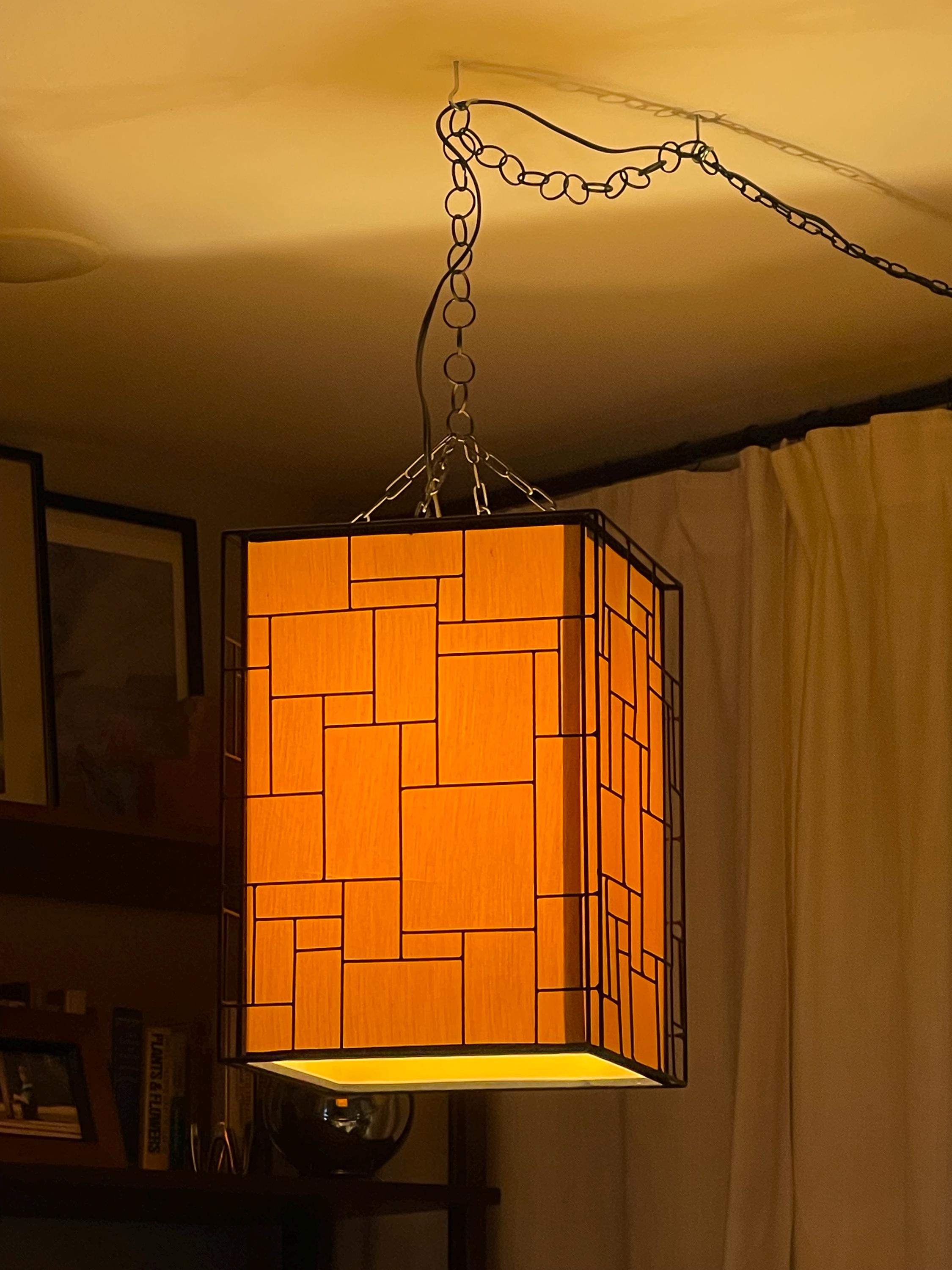 Vintage Geometric Mid-century Modern Hanging Plug-in Lamp - Etsy