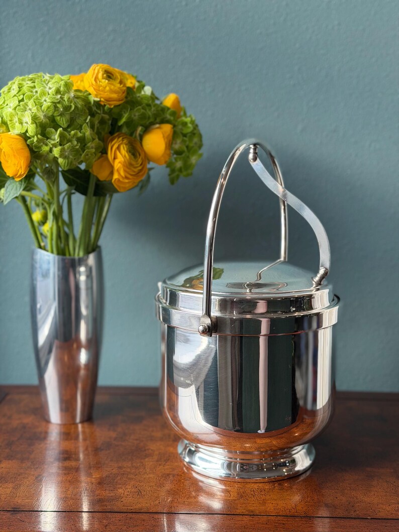 Vintage Wallace Silverplate Ice Bucket Mid Century Modern Barware With ...