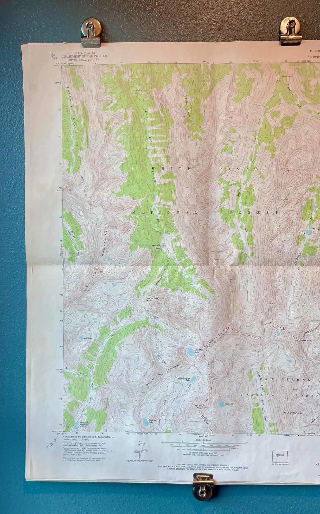 Vintage 1960 Mt. Champion Topographic Map | Colorado 7.5-minute Series | Rare USGS Cartography ...