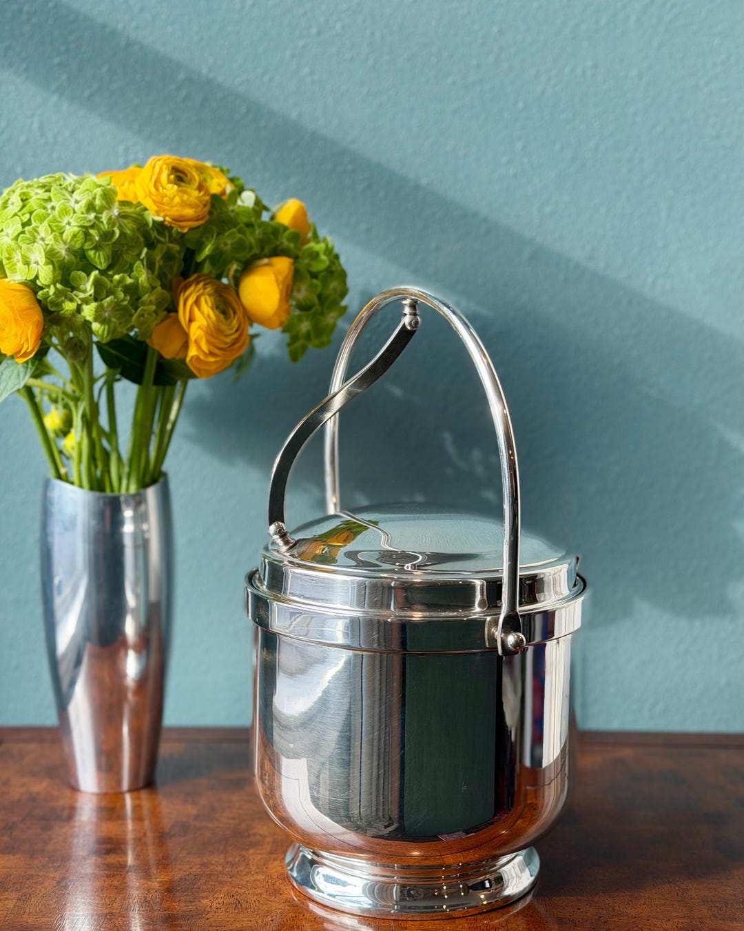 Vintage Wallace Silverplate Ice Bucket Mid Century Modern Barware With ...