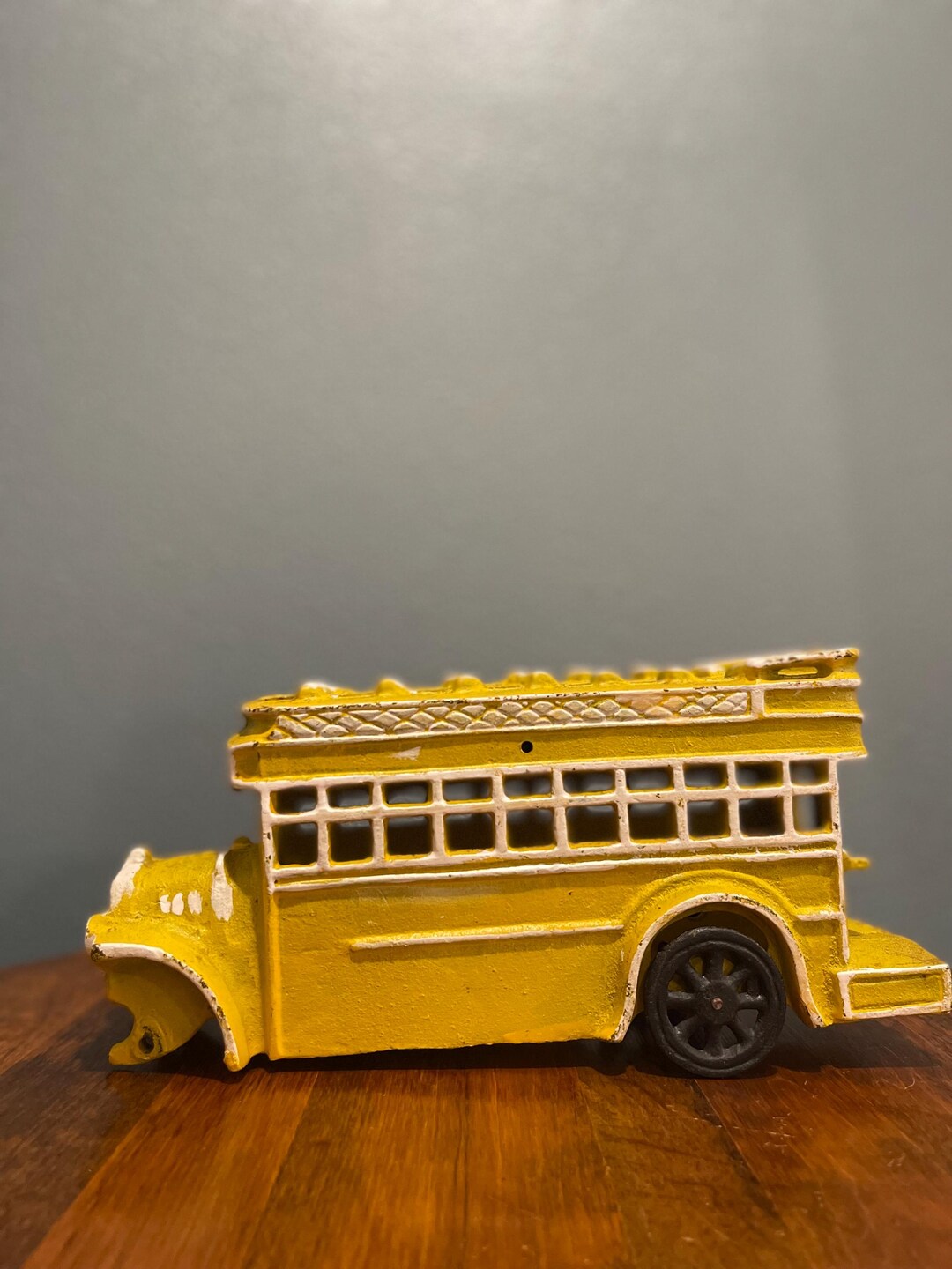 Vintage Cast Iron Toy - Yellow Double Decker Bus - Etsy