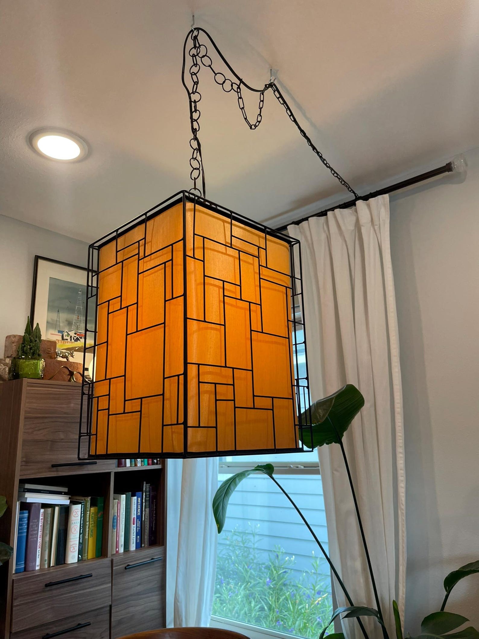 Vintage Geometric Mid-century Modern Hanging Plug-in Lamp - Etsy