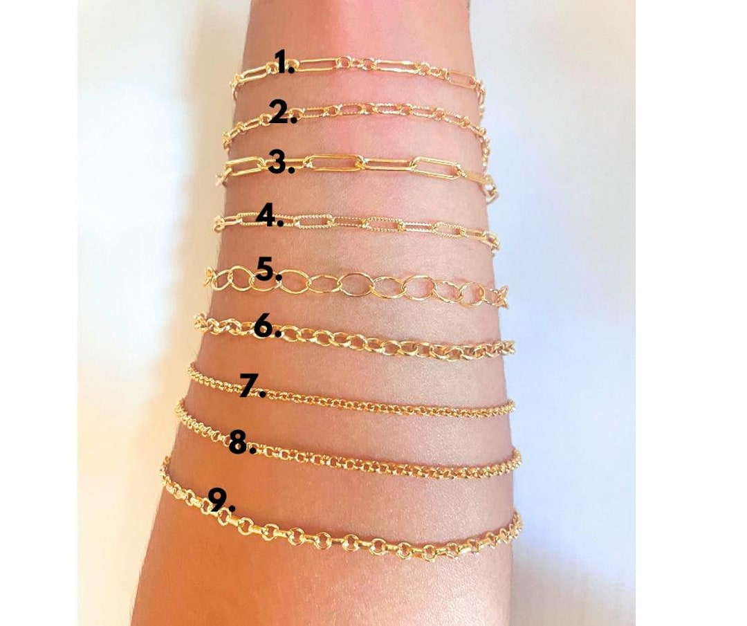 14K Gold Filled Chain by the Foot: Paperclip, Rolo, Curb - Etsy