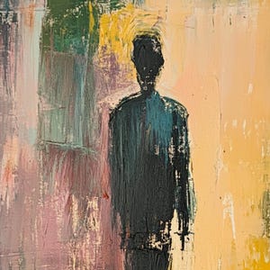 Hand-draw Abstract People Textured Canvas Oil Painting, Large Original ...