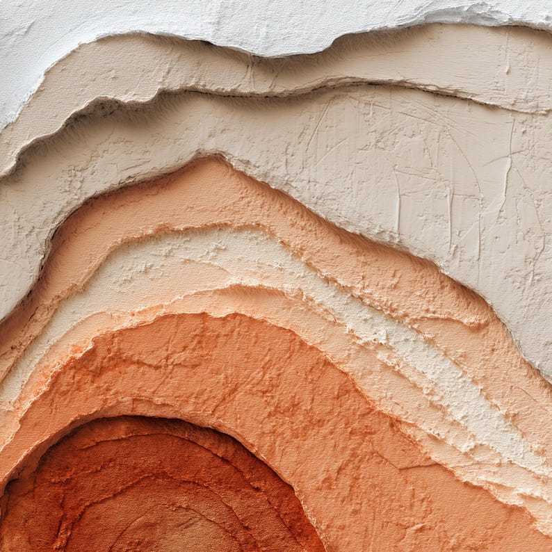 Textured Terracotta Abstract Painting, Neutral Earth Tone Canvas ...