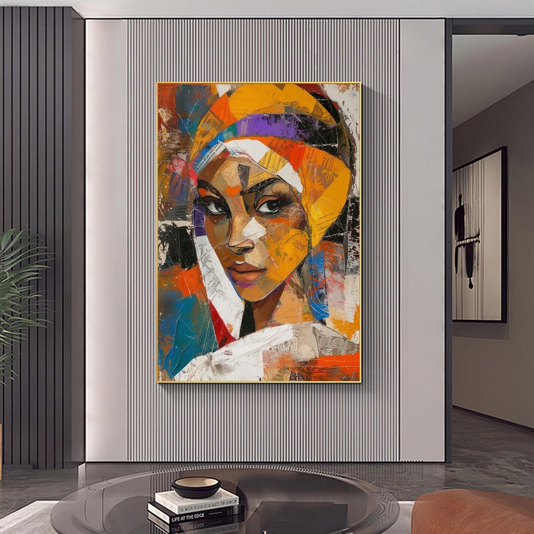 Original Colorful Portrait Oil Painting on Canvas, Abstract Female ...