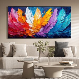 Large Original Hand-painted Feather Canvas Oil Painting, Abstract 3D ...