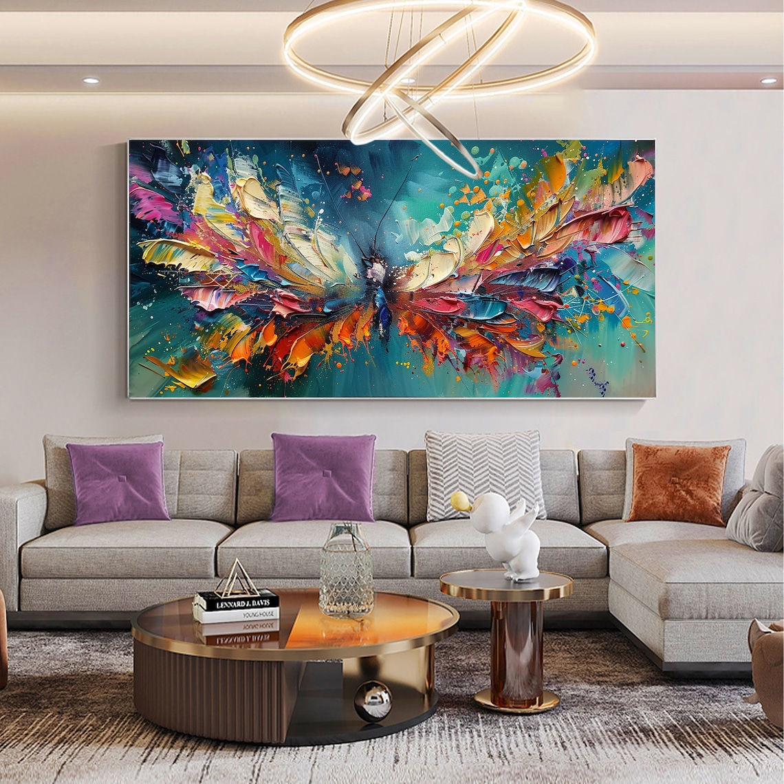 Original Colorful Wing Oil Painting on Canvas, Abstract Butterfly ...