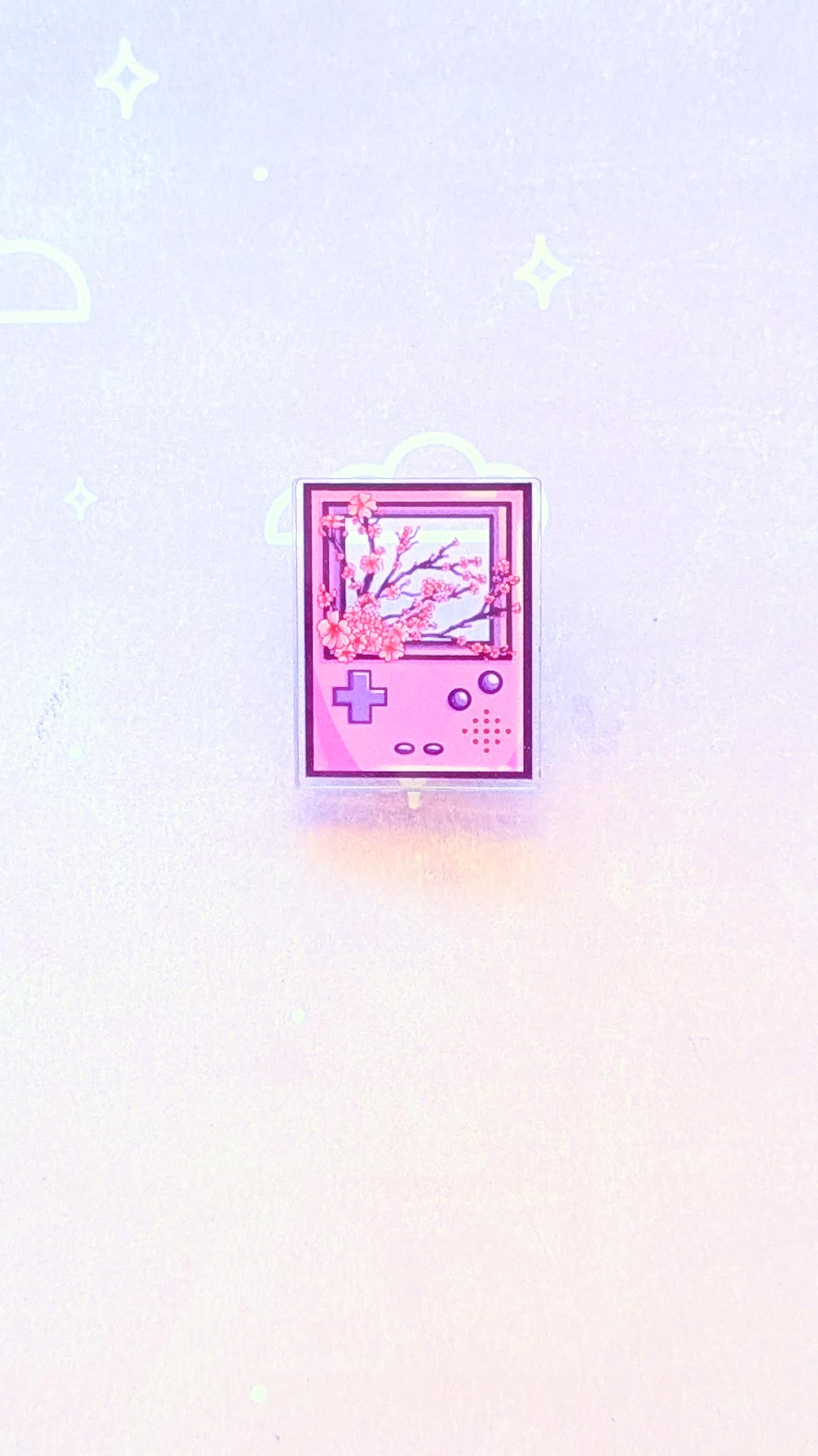 Game Boi Dreamy Acrylic Pin – Retro Console Pin With Moon and Sakura ...